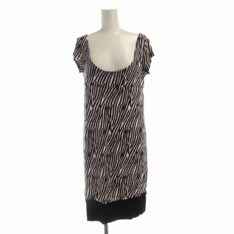 【中古】ダイアンフォンファステンバーグ DIANE von FURSTENBERG ワンピース ひざ丈 キャップスリーブ 総柄 絹 シルク 半袖 4 マルチカラー 404-242647 /RO レディース 【ベクトル 古着】 250523ブ...