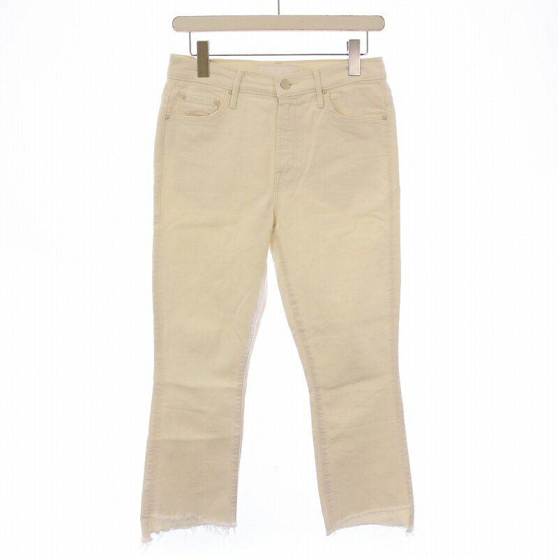【中古】マザー mother SAND BEIGE INSIDER CROP STEP FRAY サンドベージュ インサイダークロップステップフレイ デニムパンツ ジーンズ フレア ジップフライ カットオフ ストレッチ W27 1157-5...