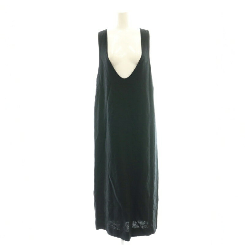 【中古】グリーンレーベルリラクシング ユナイテッドアローズ green label relaxing BREEZE LINEN ブリーズリネン 2WAY ワンピース マキシ ロング ノースリーブ F 黒 ブラック 3626-199-3208...