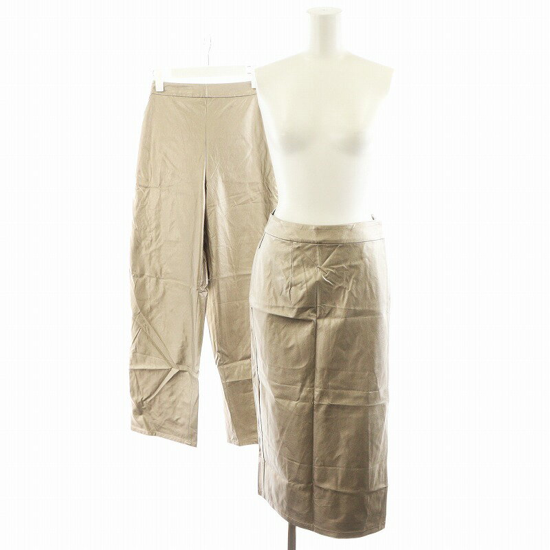 【中古】アメリヴィンテージ Ameri VINTAGE 23AW UND 2WAY LAYERED PANTS イージーパンツ ラップスカート タイトスカート ロング丈 フェイクレザー S ゴールド色 02320840590 /AN52 レ...