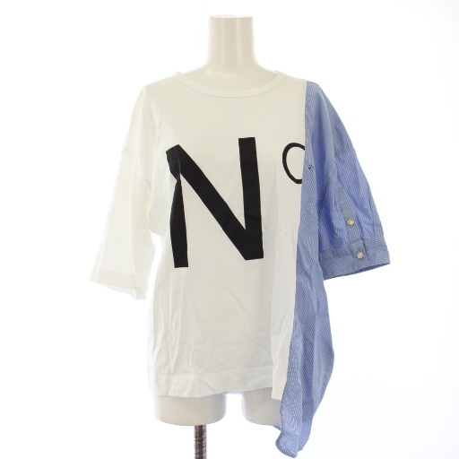 【中古】ヌメロヴェントゥーノ N°21 ストライプドッキングTシャツ カットソー 半袖 切替 38 白 青 19SP-F082-4157 /TK レディース 【ベクトル 古着】 250912ブランドヌメロヴェントゥーノ N°21表記サイズ3...