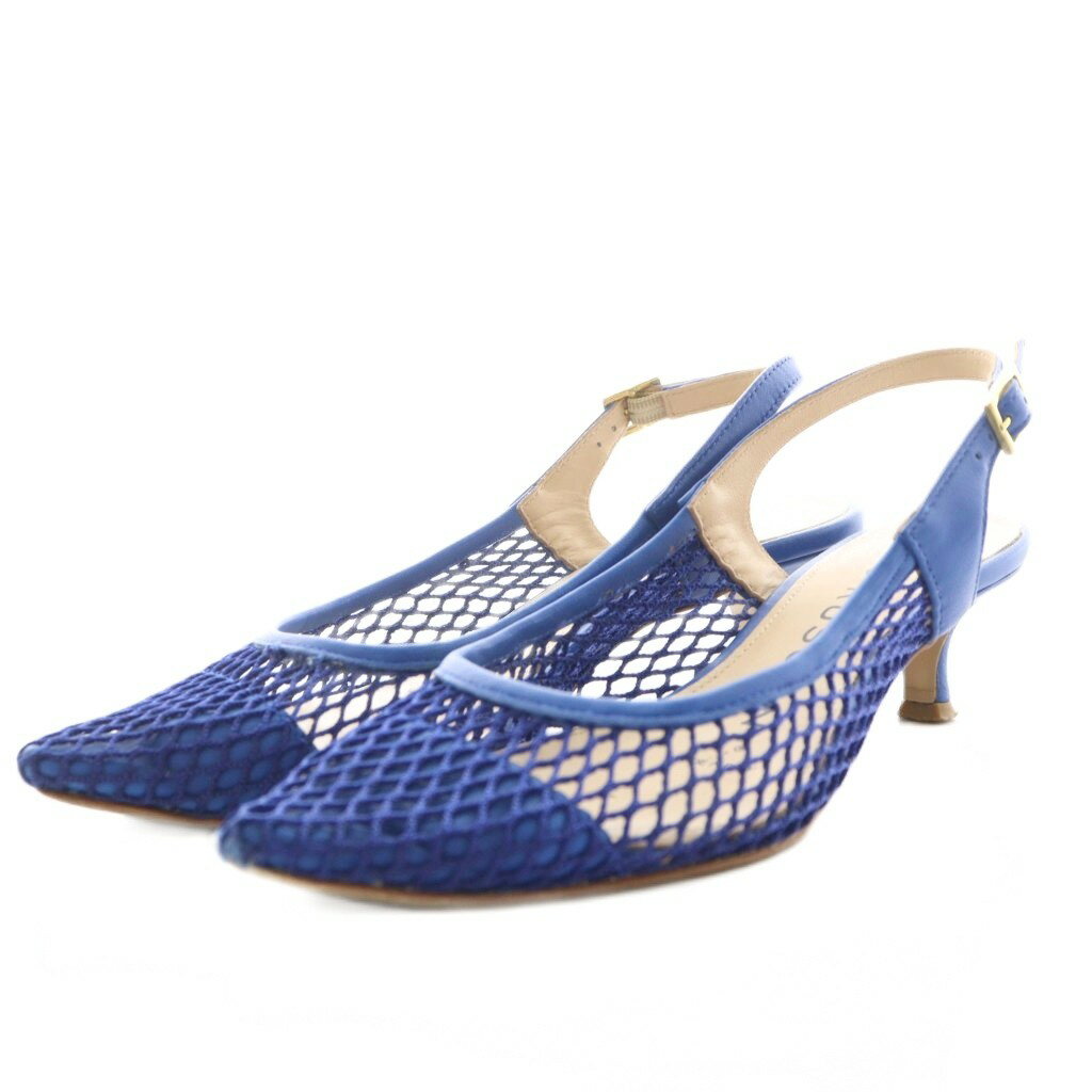 【中古】ファビオルスコーニ FABIO RUSCONI バックバンドネットパンプス ポインテッドトゥ メッシュ レザー 35 青 ブルー F31303 /AN27 レディース 【ベクトル 古着】 250815ブランドファビオルスコーニ FA...