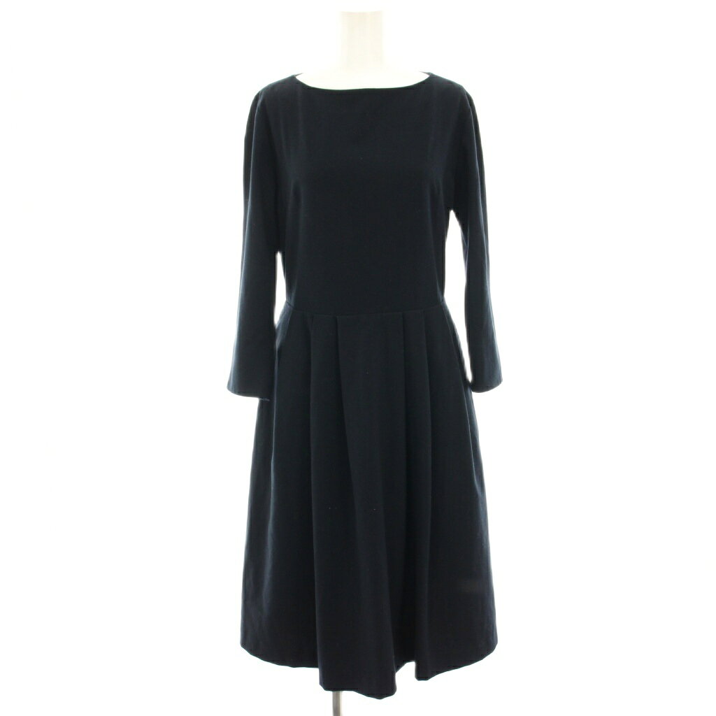 【中古】グリーンレーベルリラクシング ユナイテッドアローズ green label relaxing RF T/R/Pu F＆Fワンピース ミモレ ロング 八分袖 36 紺 ネイビー 3526-699-1993 /HN レディース 【ベクト...
