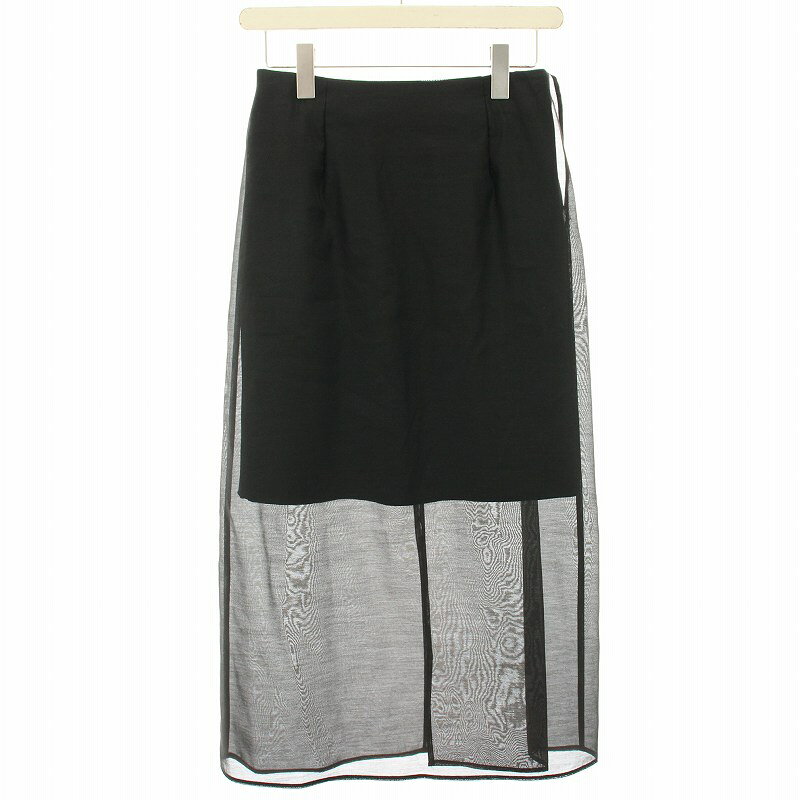 【中古】ザパーマネントアイ THE PERMANENT EYE 23SS シアーAラインスカート Sheer A line skirt ミモレ ロング 0 黒 ブラック 273244034 /HN レディース 【ベクトル 古着】 25082...