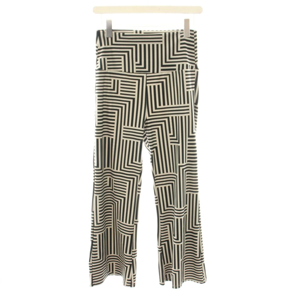 【中古】フレームワーク Framework エミリーウィーク EMILY WEEK ジャージジオメトリックパターンクロップドパンツ Jersey Geometric pattern Cropped Pants イージーパンツ 総柄 38 黒...