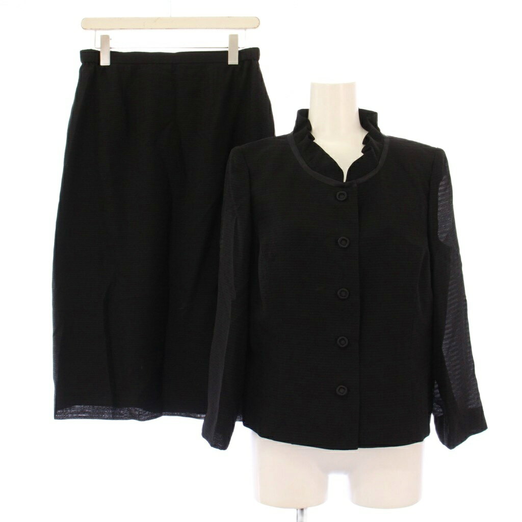 【中古】ユキトリイ YUKI TORII セットアップ ジャケット シングル 総裏地 ショート丈 タイトスカート ひざ丈 スリット シルク 13 黒 ブラック /BB レディース 【ベクトル 古着】 250827ブランドユキトリイ YUKI...