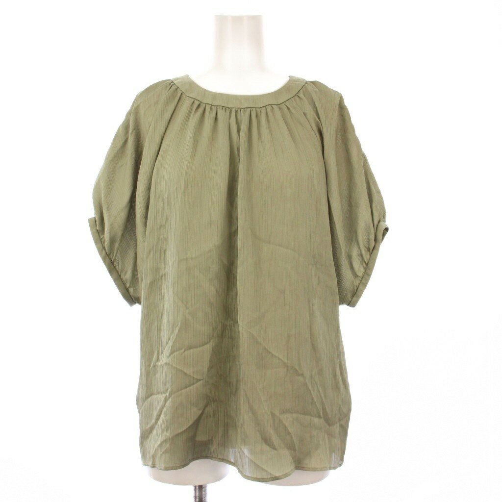 【中古】ルネ Rene basic ブラウス カットソー プルオーバー 半袖 ギャザー 34 グリーン 5121090 /KH レディース 【ベクトル 古着】 250902ブランドルネ Rene表記サイズ34実寸サイズ身幅：55cm　着丈：...