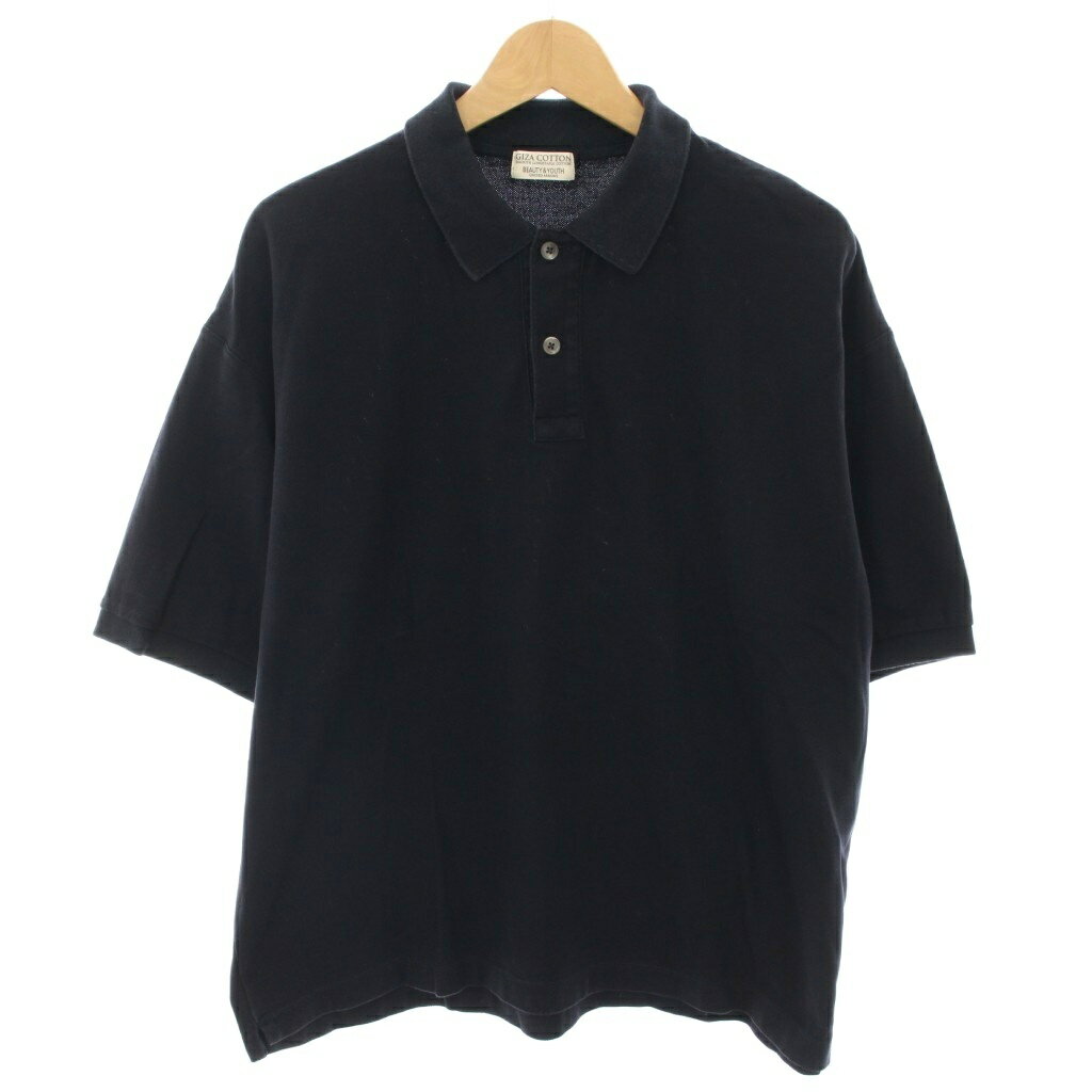 【中古】B&Y ユナイテッドアローズ BEAUTY&YOUTH ビューティー&ユース ギザコットン GIZA COTTON スーパーブ SUPERB ポロシャツ 半袖 XL 紺 ネイビー 1217-199-3438 /YT メンズ 【ベクト...