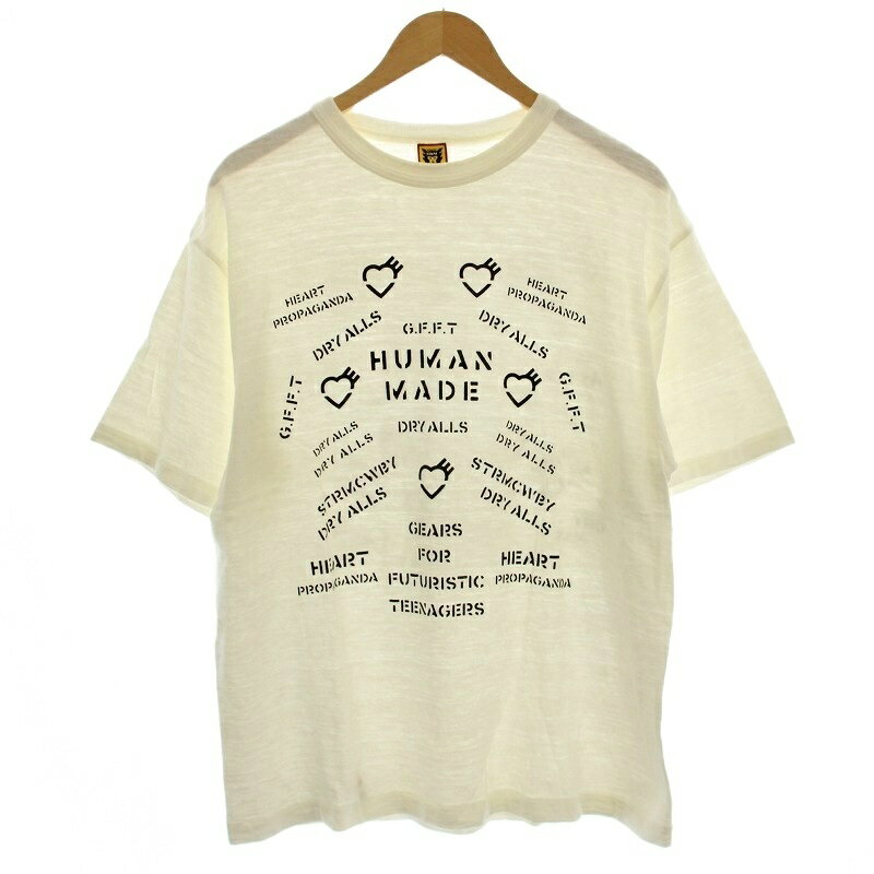 【中古】ヒューマンメイド HUMAN MADE Tシャツ HEART ロゴ 半袖 XL 白 ホワイト /☆G メンズ 【ベクトル 古着】 250916ブランドヒューマンメイド HUMAN MADE表記サイズXL実寸サイズ肩幅：50cm　身幅...