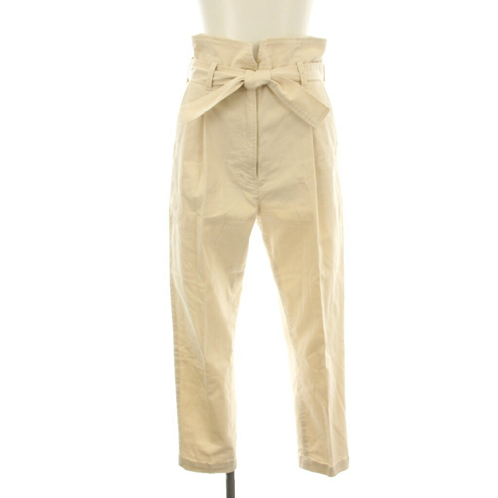 【中古】ロンハーマン Ron Herman 23SS Stretch High Waist Pants テーパードパンツ ハイウエスト タック ジップフライ ストレッチ ベルト付き XS ベージュ 3710600244 /KU レディース ...