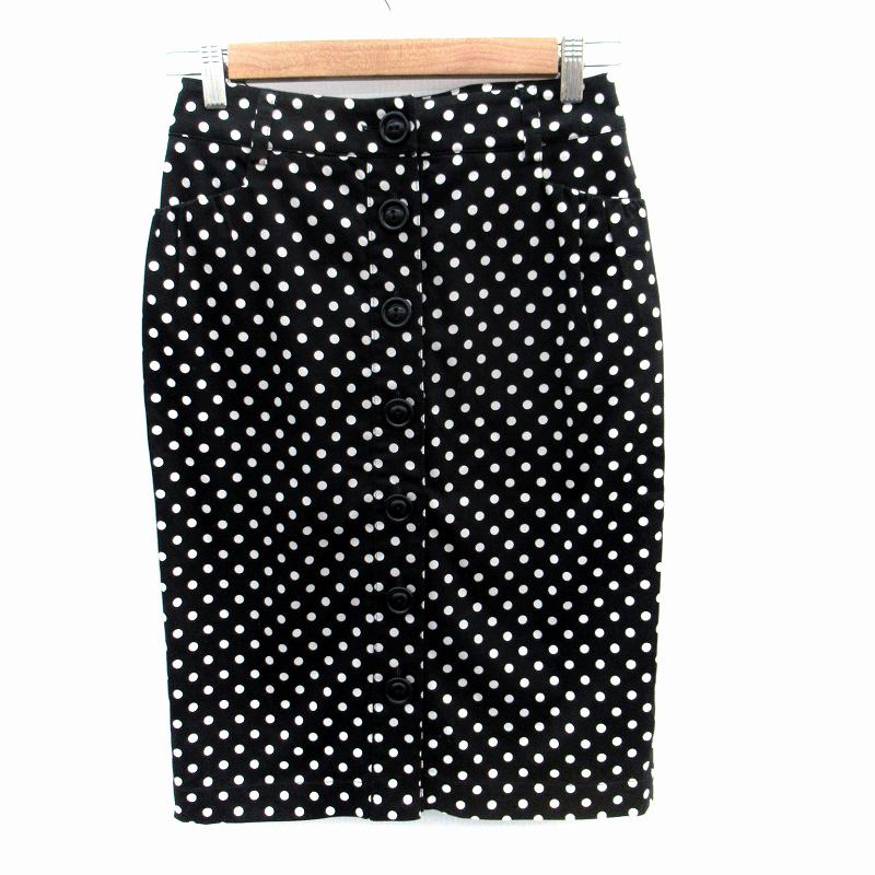 【中古】マレーラ MARELLA タイトスカート ミモレ丈 ドット柄 ボタンダウン 42 XL 大きいサイズ 黒 ブラック /SM27 レディース 【ベクトル 古着】 251128ブランドマレーラ MARELLA表記サイズ42(日本表記でX...