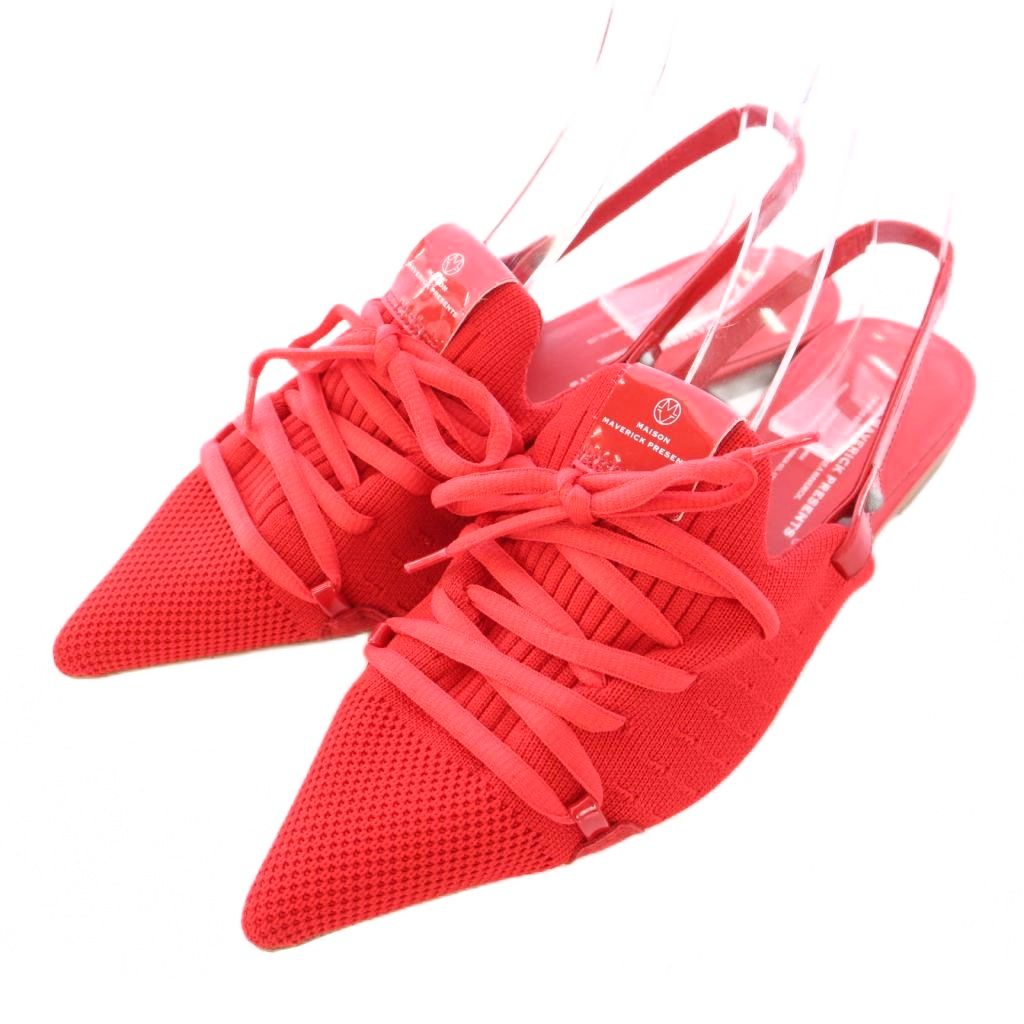 【中古】メゾンマベリックプレゼンツ MAISON MAVERICK PRESENTS ミュール フラット ストラップ ポインテッドトゥ ワンカラー L 赤 レッド /BB レディース 【ベクトル 古着】 250924表記サイズL実寸サイズヒ...