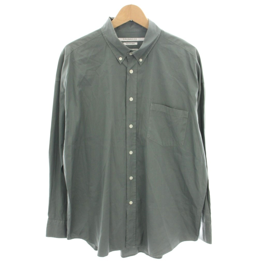 【中古】ジャーナルスタンダード トライセクト JOURNAL STANDARD TRISECT 20AW トーマスメイソン THOMAS MASON ザ ファット シャツ The FAT Shirt ボタンダウン 長袖 S 緑 グリーン 2...