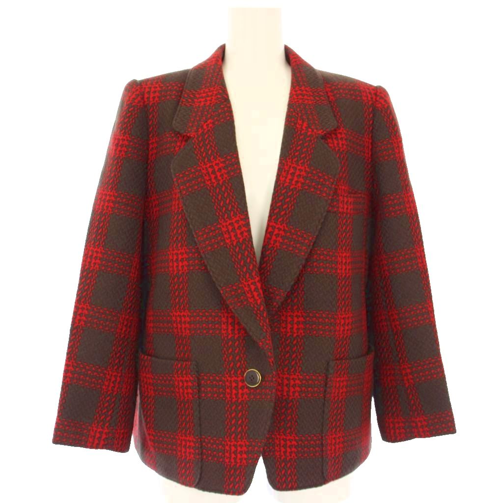 【中古】レリアン Leilian ドーメル DORMEUIL ヴィンテージ テーラードジャケット チェック柄 9 赤 JL-24 /TK レディース 【ベクトル 古着】 251009ブランドレリアン Leilian表記サイズ9実寸サイズ肩幅...