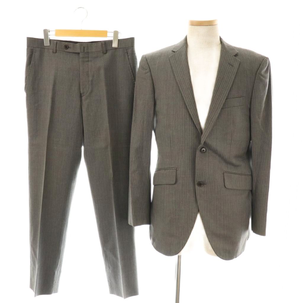【中古】ナンバー Number シングルスーツ セットアップ ストライプ柄 ジャケット パンツ 94A6 グレー /ES メンズ 【ベクトル 古着】 251113表記サイズ94A6 実寸サイズジャケット 肩幅：44cm　ジャケット 身幅：5...