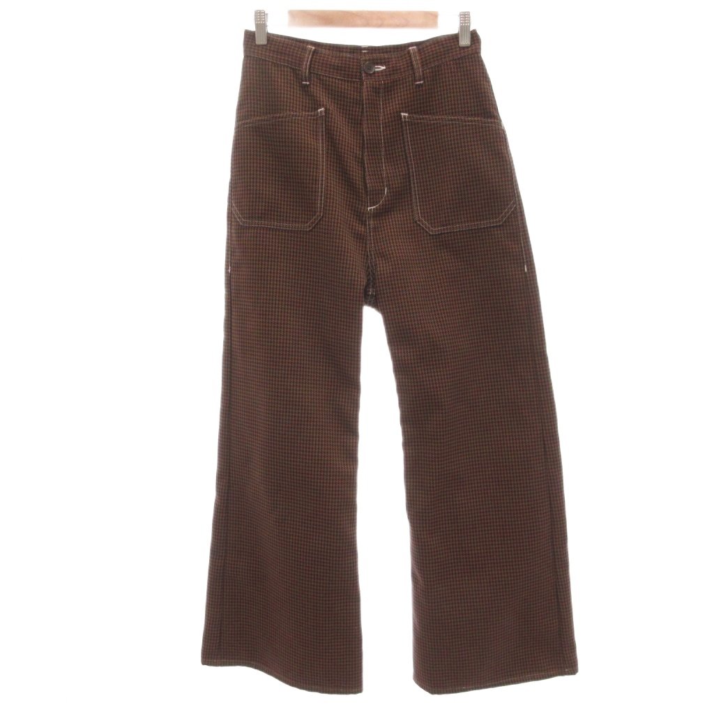 【中古】未使用品 トラント 44 TRENT タグ付き CHECK BAGGIE PANT バギーパンツ F ブラウンチェック /UO ■GY52 レディース 【ベクトル 古着】 251010表記サイズFREE実寸サイズウエスト：70cm　...