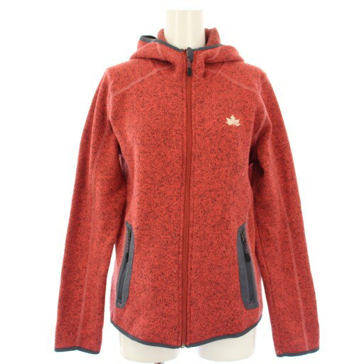 【中古】ロゴス LOGOS ニットパーカー ジップアップ M 赤 6481-2370 /TK レディース 【ベクトル 古着】 251023表記サイズM （バスト79-87/身長154-162）実寸サイズ肩幅：36cm　身幅：46cm　着丈：...