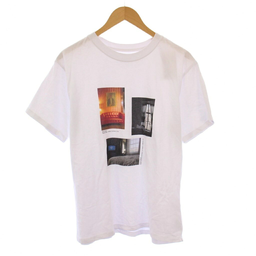 【中古】未使用品 B&Y ユナイテッドアローズ BEAUTY&YOUTH ビューティー&ユース BL SHEILAROCK BY PHOT T Tシャツ カットソー 半袖 クルーネック プリント ストレッチ F 白 ホワイト タグ付き /B...