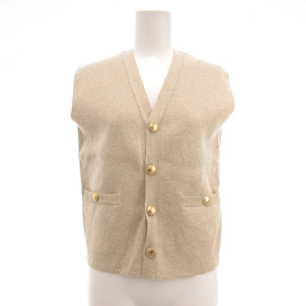 【中古】トンベ・デュ・シエル tomber du ciel 美品 Vネックベスト 金ボタン S ベージュ /YJ レディース 【ベクトル 古着】 251120表記サイズS実寸サイズ身幅：42cm　着丈：50cm　　素材綿色ベージュ仕様ポケッ...