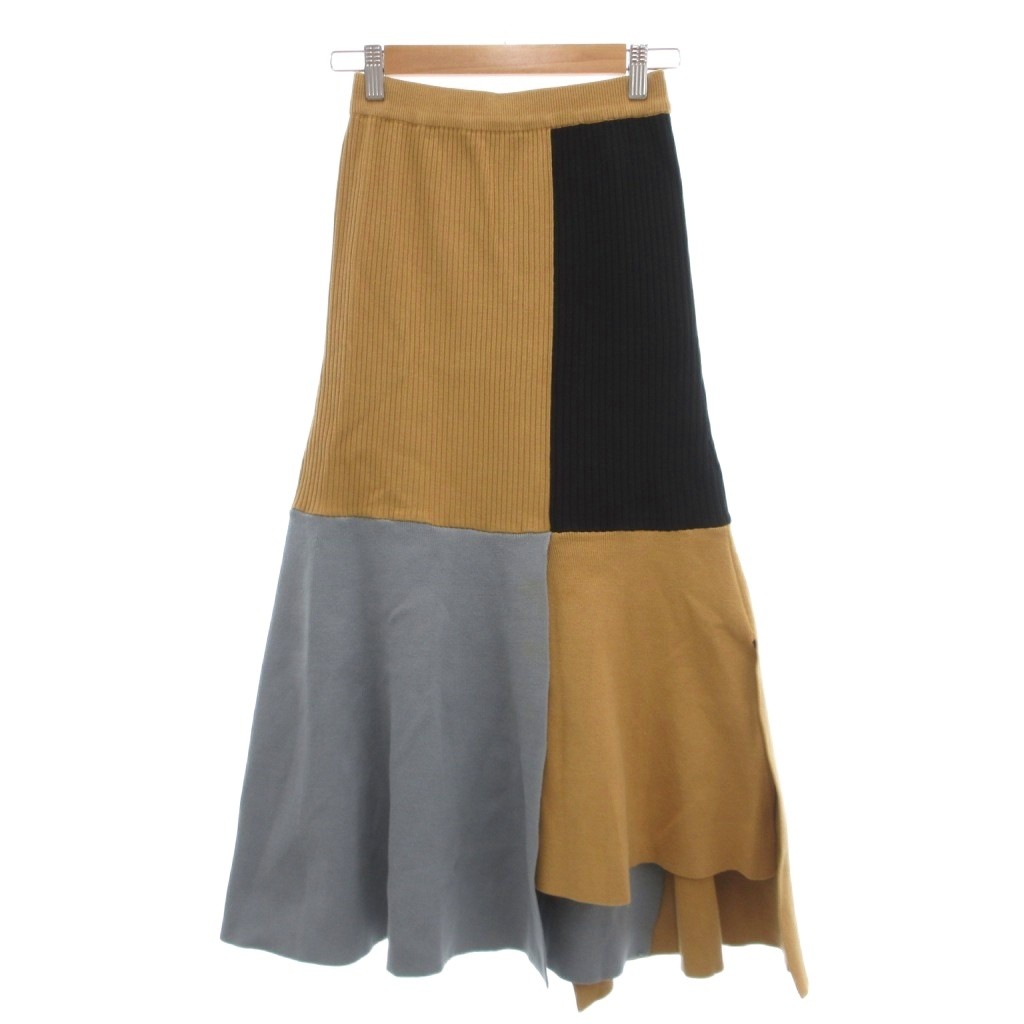 【中古】スライ SLY BLOCKING COLOR HG スカート ロング丈 切り替え リブニット F 茶 ブラウン 黒 ブラック 水色 ライトブルー 030FAZ71-5390 /NU レディース 【ベクトル 古着】 251115ブラン...