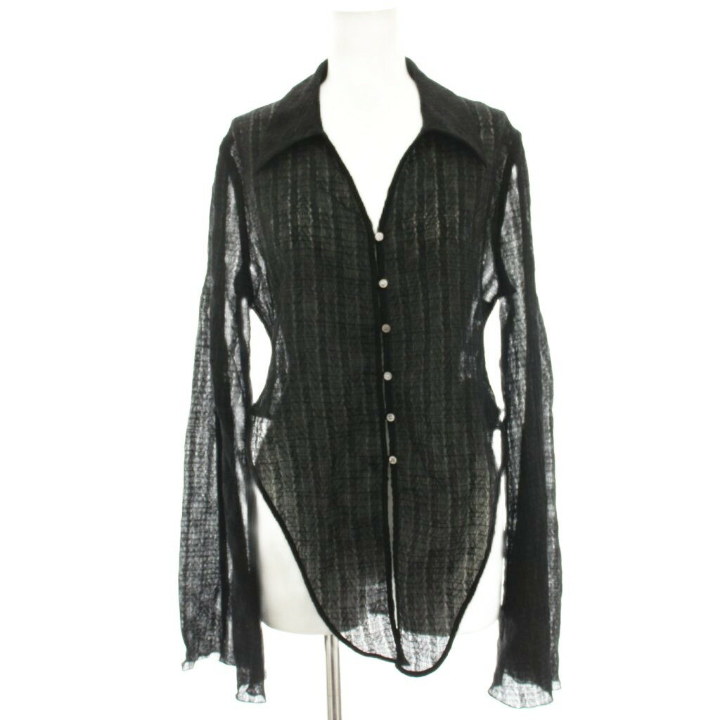 【中古】クヌースマーフ Knuth Marf design sheer shirt シャツ ブラウス スキッパー シアー 長袖 F 黒 ブラック KM24AJ03 /HN レディース 【ベクトル 古着】 251117表記サイズF実寸サイズ肩...