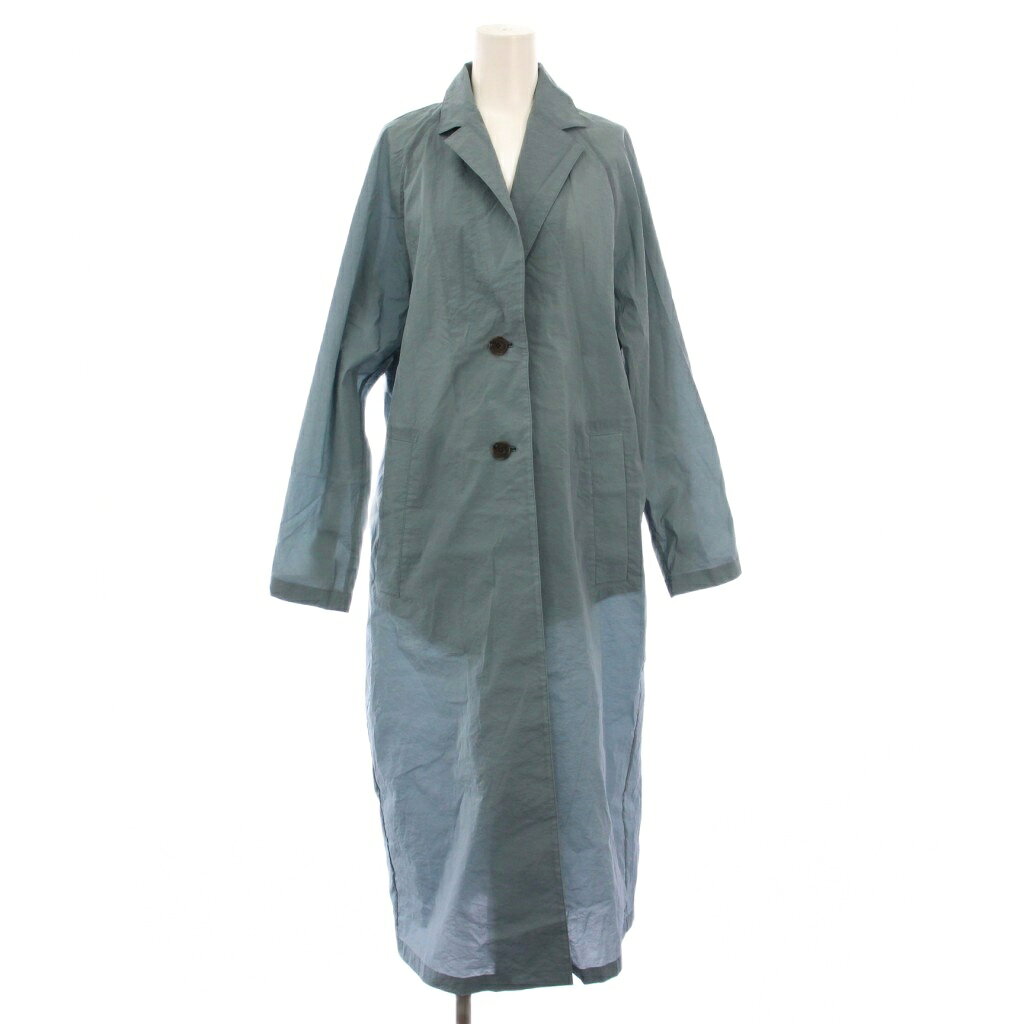 【中古】セオリーリュクス theory luxe BATH PALOMA ウォッシャブルパッカブルコート アウター ロング丈 ストレッチ ワンカラー 38 水色 ライトブルー 03-1360905 /BB レディース 【ベクトル 古着】 2...