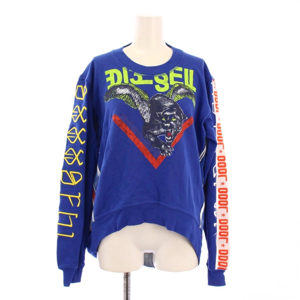 【中古】ディーゼル DIESEL スウェット トレーナー 長袖 クルーネック ロゴ プリント バックオープン S 青 ブルー /BB レディース 【ベクトル 古着】 251128ブランドディーゼル DIESEL表記サイズS実寸サイズ肩幅：4...