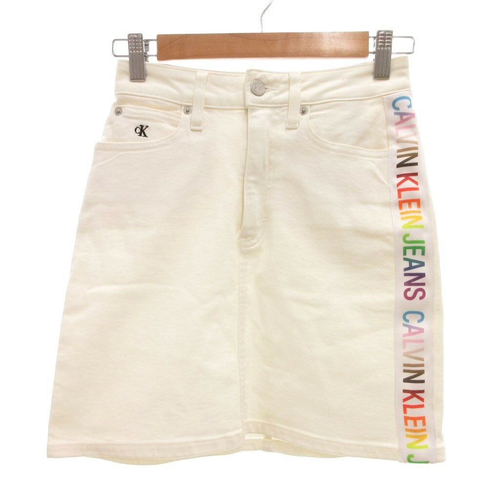 【中古】カルバンクラインジーンズ Calvin Klein Jeans デニム スカート ミニ丈 ロゴライン W24 白 ホワイト /NL レディース 【ベクトル 古着】 251229ブランドカルバンクラインジーンズ Calvin Klei...