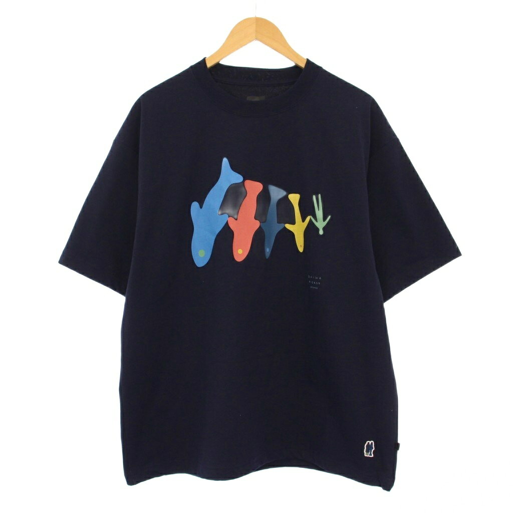 【中古】ダイワ ピアサーティナイン DAIWA PIER39 Geoff McFetridge 22SS TECH DRAWSTRING TEE S/S テックドローストリングTシャツ カットソー 半袖 M 紺 BE-36122GM /KH...