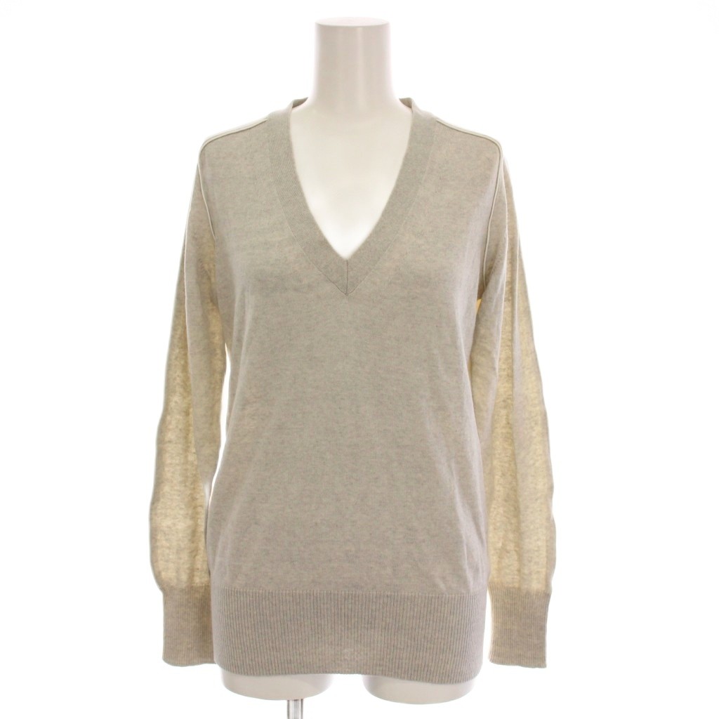 【中古】サカイ sacai セーター Vネック ニット 長袖 カシミヤ混 1 グレー アイボリー ベージュ 16-02451 /YM レディース 【ベクトル 古着】 251219ブランドサカイ sacai表記サイズ1実寸サイズ身幅：44cm...