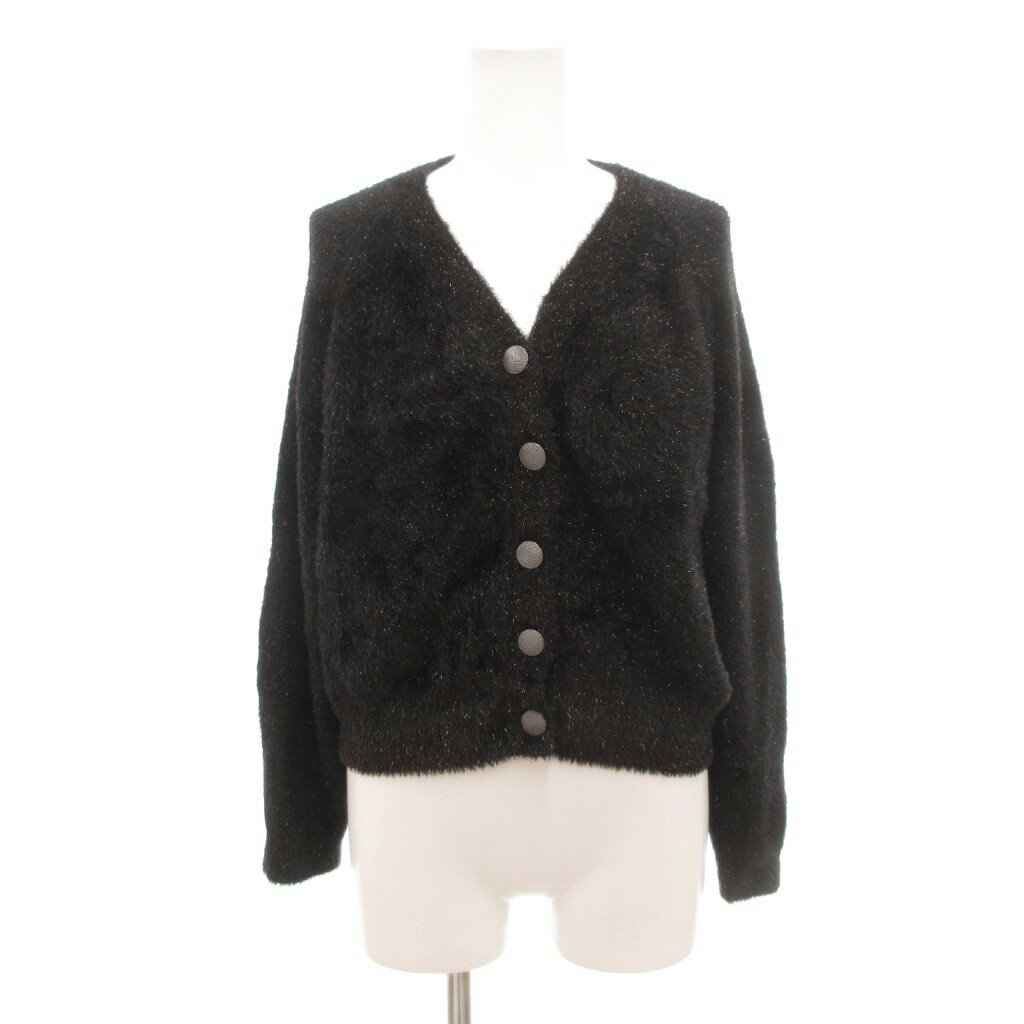 【中古】ルーニィ LOUNIE 美品 カーディガン ラメ F 黒 ブラック Vネック 長袖 /NL レディース 【ベクトル 古着】 251225ブランドルーニィ LOUNIE表記サイズF実寸サイズ身幅：49cm　着丈：43cm　ゆき丈：37...