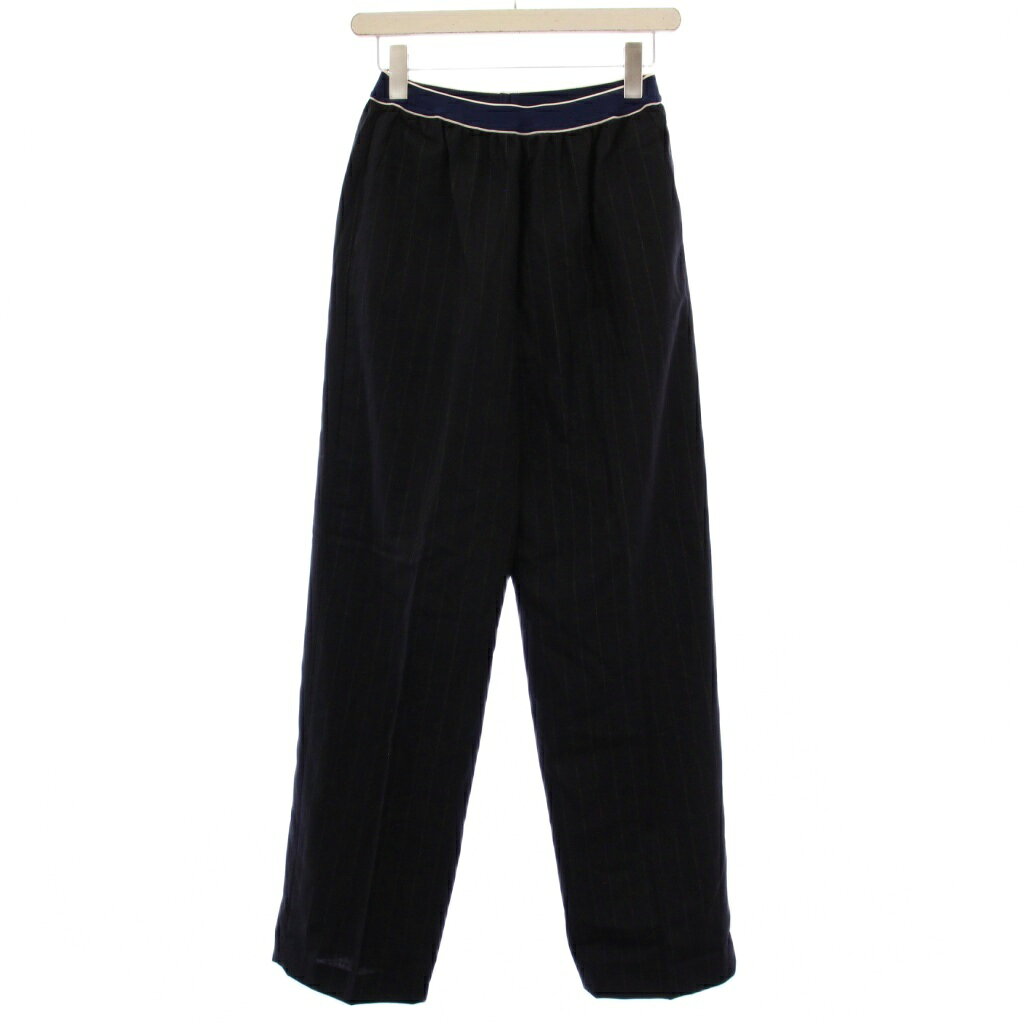 【中古】6 ROKU BEAUTY&YOUTH B&Y ロク ビューティーアンドユース STRIPE GOME PANTS スラックスパンツ イージーパンツ ストライプ柄 ウール 36 黒 8614-202-0563 /BM レディース 【...