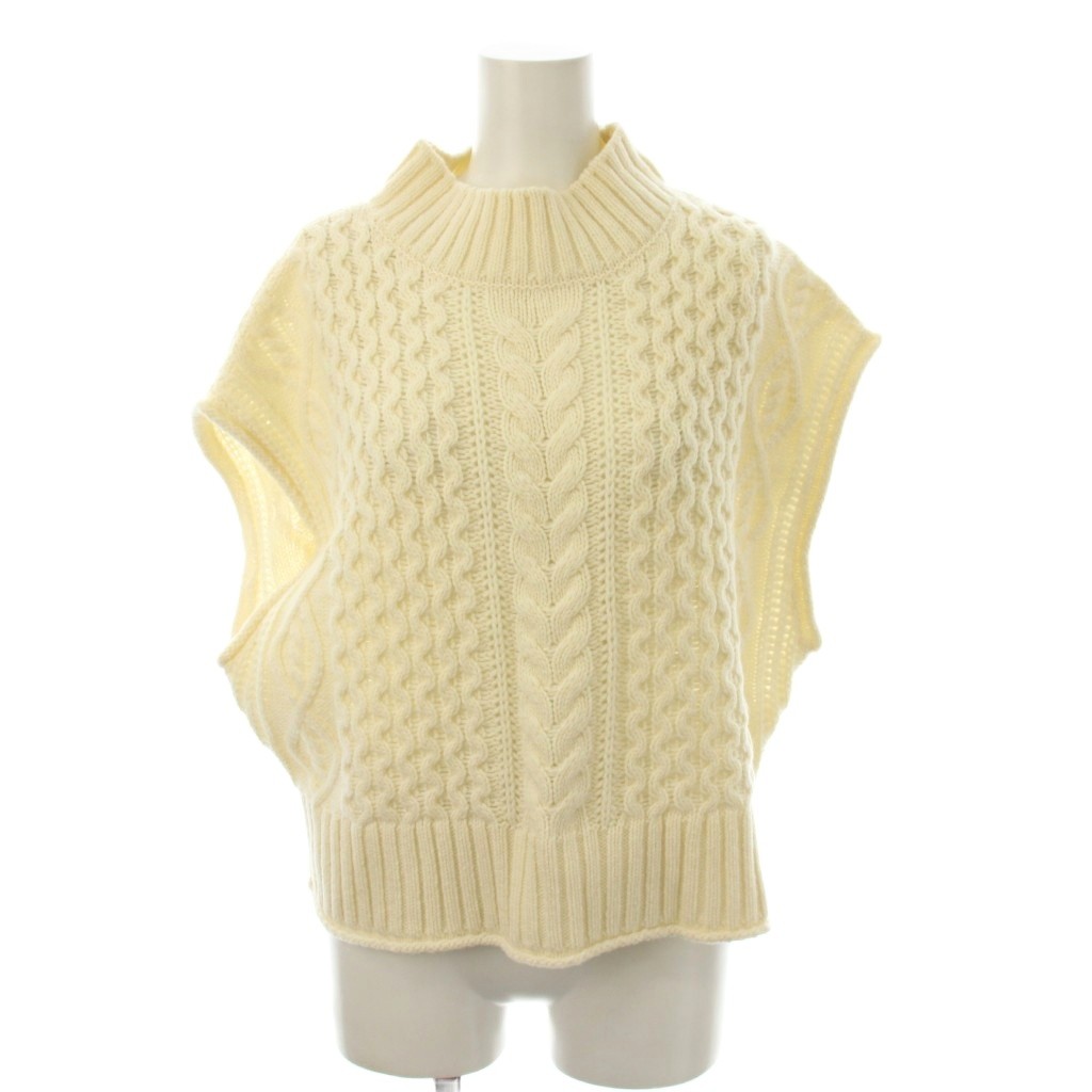 【中古】グリーンレーベルリラクシング ユナイテッドアローズ green label relaxing ニットベスト ウール F 白 ケーブル編み ハイネック ノースリーブ /JP レディース 【ベクトル 古着】 260112ブランドグリーン...