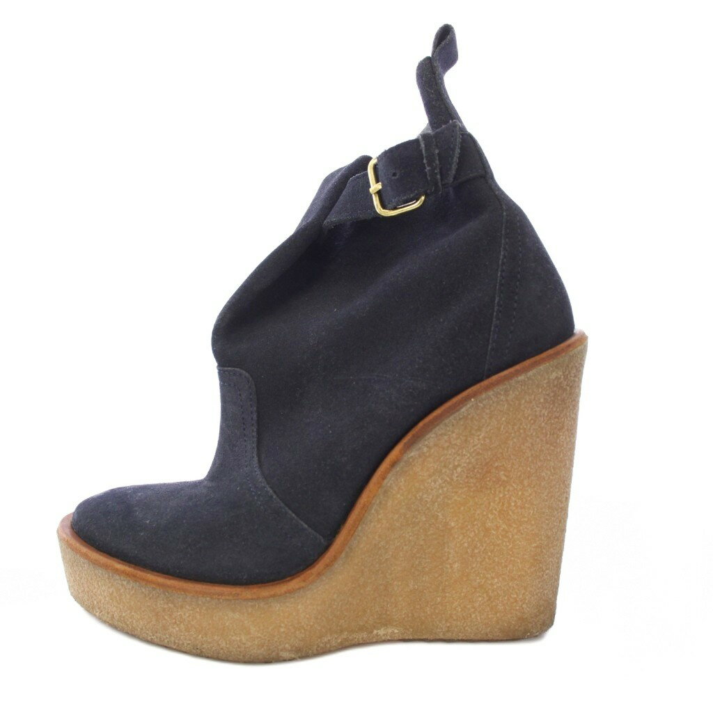 【中古】ピエールアルディ PIERRE HARDY ショートブーツ ラウンドトゥ ウエッジソール 厚底 スエード ベルト 38 紺 ネイビー /BB レディース 【ベクトル 古着】 260128ブランドピエールアルディ PIERRE HAR...