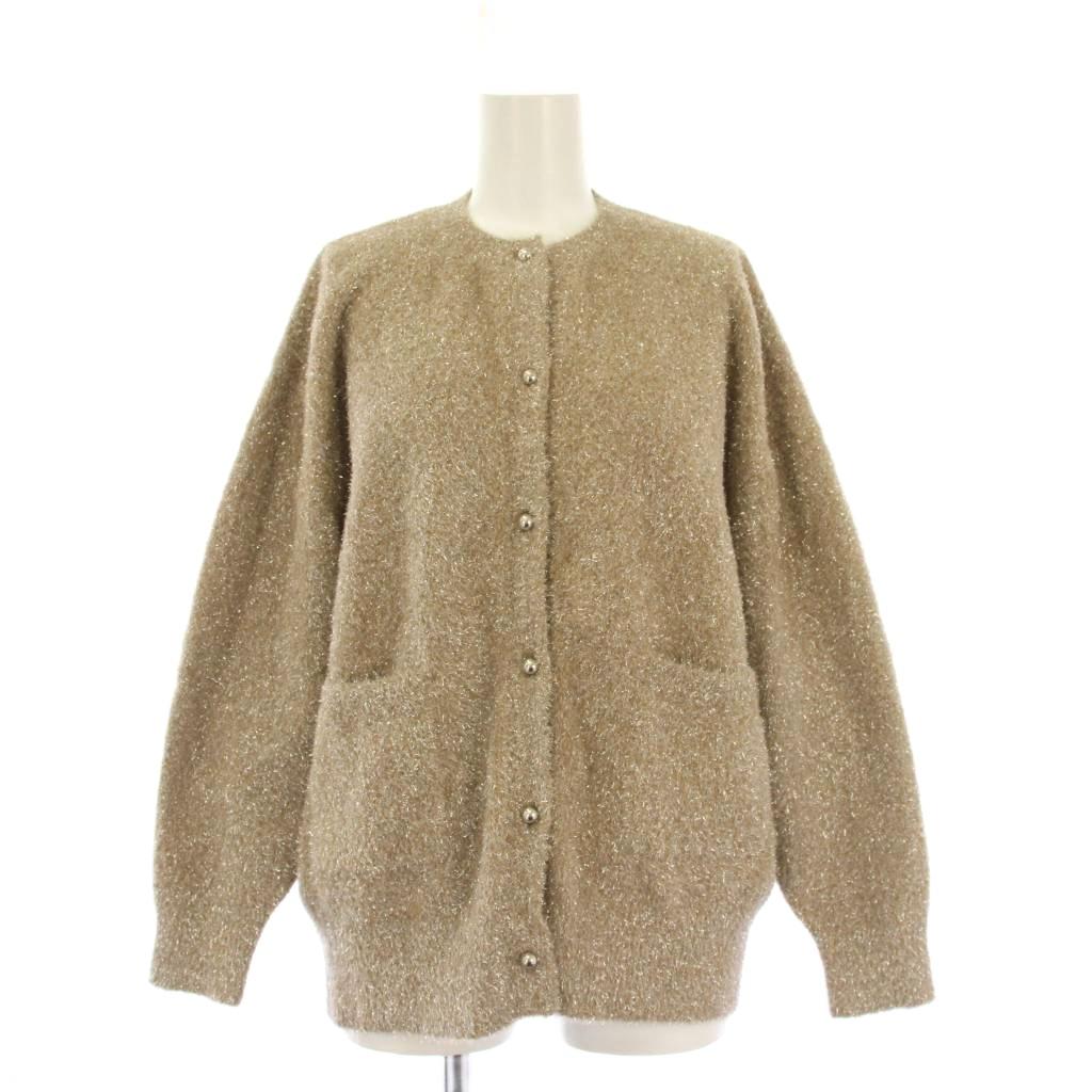 【中古】ヴィン Vin ラメニットカーディガン 長袖 クルーネック ストレッチ F ベージュ R591220 /BB レディース 【ベクトル 古着】 260201表記サイズF実寸サイズ肩幅：50cm　身幅：55cm　着丈：60cm　袖丈：4...