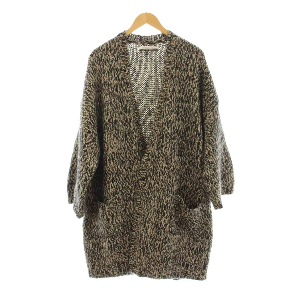 【中古】ダイアンフォンファステンバーグ DIANE von FURSTENBERG カーディガン ウール M 黒 ベージュ ミックス柄 ノーカラー 長袖 /JP レディース 【ベクトル 古着】 260206ブランドダイアンフォンファステンバ...