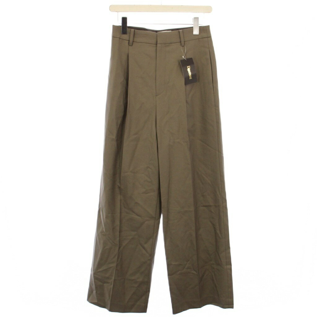 【中古】未使用品 Lisiere L'Appartement リジェール アパルトモン FEMME 23AW ウーステッドウールパンツ Worsted Wool Pants ワイドパンツ 36 カーキ 23030560206710 /TK ...