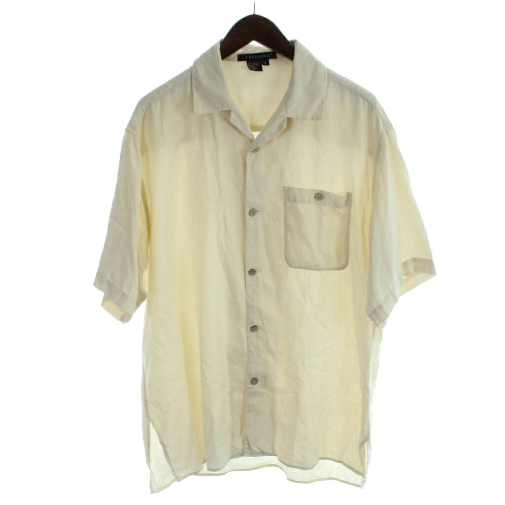 【中古】トゥリアーノ TULLIANO 90s シャツ 半袖 シルク M アイボリー /AP メンズ 【ベクトル 古着】 260225表記サイズM実寸サイズ肩幅：約50cm　身幅：約57.5cm　着丈：約77.5cm　袖丈：約26.5cm　...