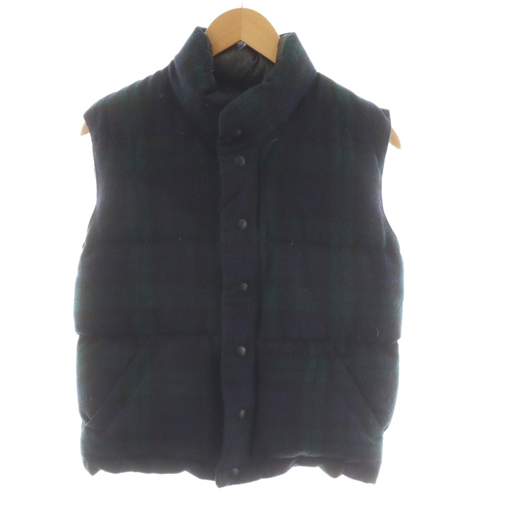 【中古】クレセントダウンワークス Crescent Down Works ダウンベスト チェック柄 ウール XXS 緑 グリーン 紺 ネイビー /AN64 レディース 【ベクトル 古着】 260213ブランドクレセントダウンワークス Cre...