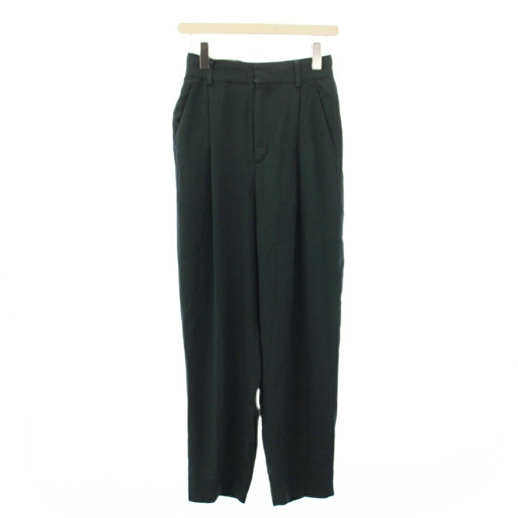 【中古】6 ROKU BEAUTY&YOUTH B&Y ロク ビューティーアンドユース GEORGETTE TUCK PANTS ジョーゼットタックパンツ スラックス ジップフライ ストレッチ 無地 34 緑 グリーン 8614-202-0...