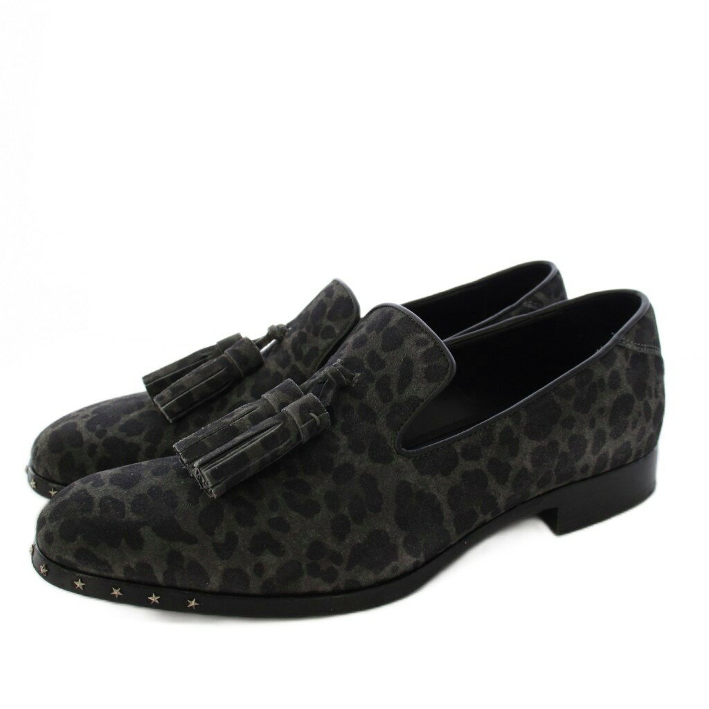【中古】ジミーチュウ JIMMY CHOO タッセルローファー モカシン ヒョウ柄 レオパード スエード 42 グレー 黒 /KH メンズ 【ベクトル 古着】 260216ブランドジミーチュウ JIMMY CHOO表記サイズ42実寸サイズ最...