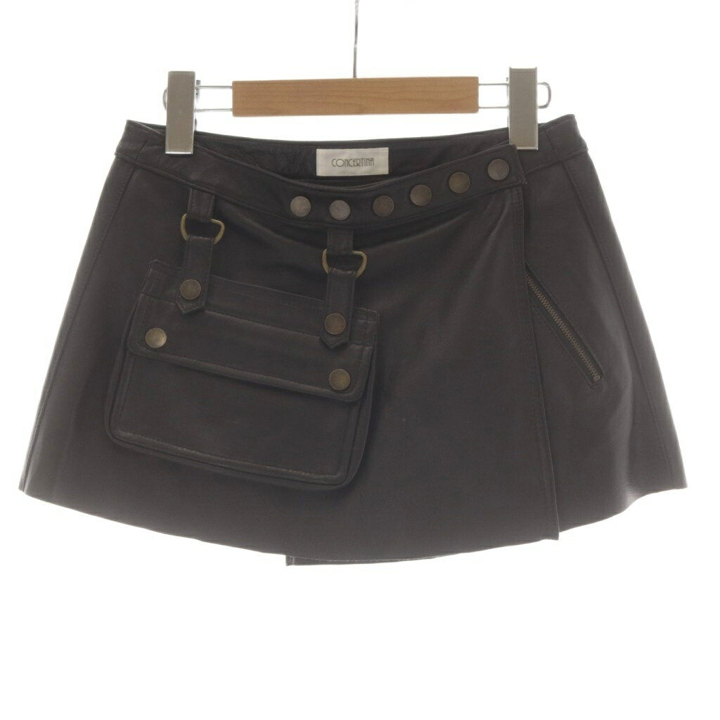 【中古】コンサーティーナ Concertina スカート ミニ ラップ巻き F 黒 ブラック 無地 フラップポケット ショート丈 /AU レディース 【ベクトル 古着】 260216ブランドコンサーティーナ Concertina表記サイズF...
