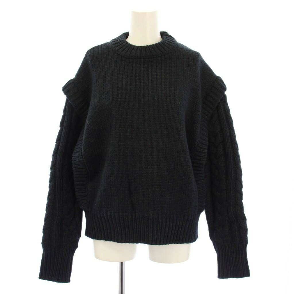 【中古】ジャッキー JAKKE リブニット セーター 長袖 ワンカラー UK10 紺 ネイビー /BB レディース 【ベクトル 古着】 260216表記サイズUK10実寸サイズ肩幅：46cm　身幅：54.5cm　着丈：57cm　袖丈：57c...