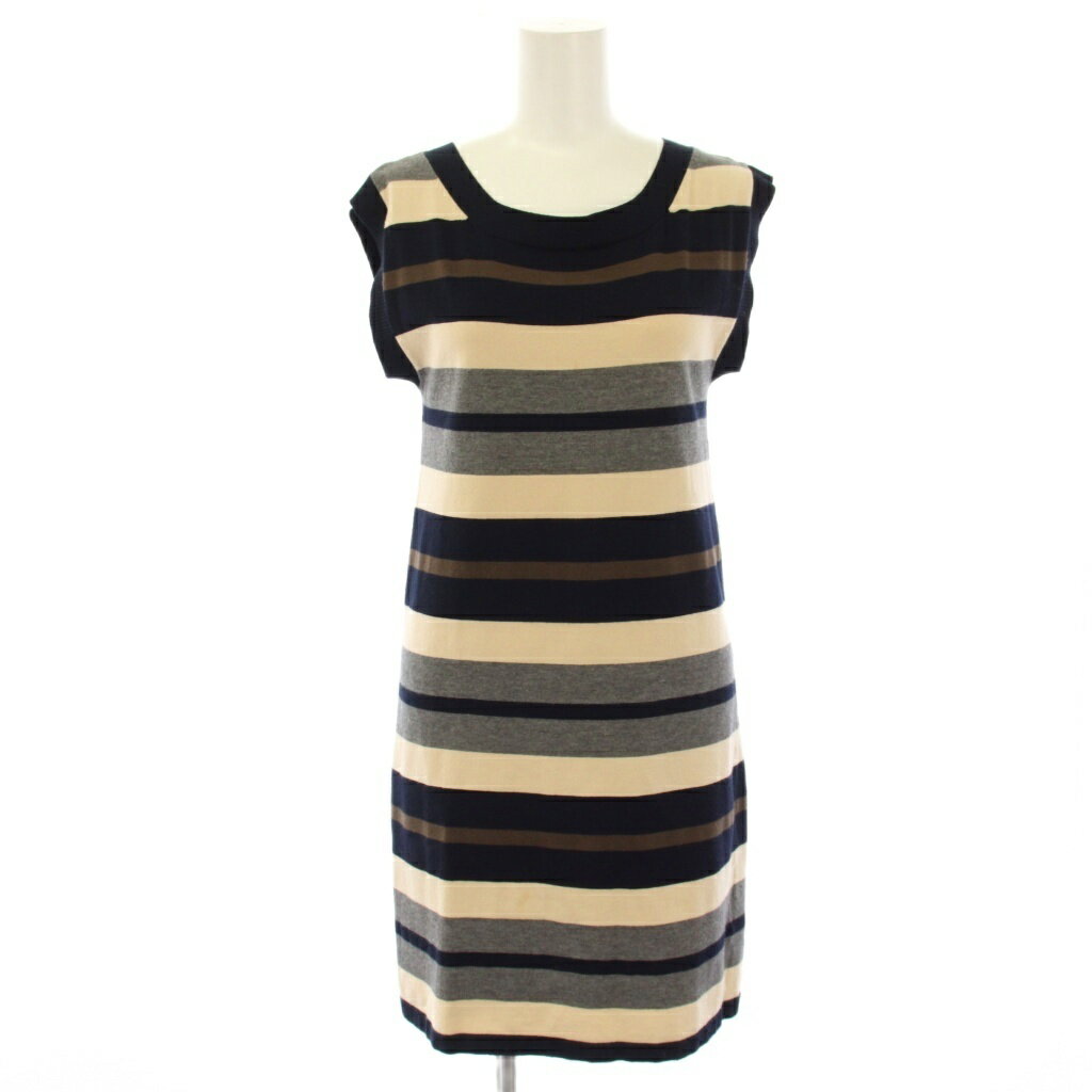 【中古】マックスマーラ ウィークエンドライン MAX MARA WEEKEND LINE ワンピース S 紺 ネイビー ベージュ グレー ボーダー ノースリーブ ミニ /HN レディース 【ベクトル 古着】 260218ブランドマックスマー...