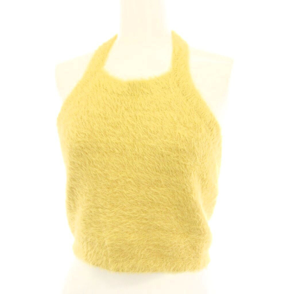 【中古】リトルスージー Little Suzie Nylon Fur Halterneck Knit Top ナイロンファーホルターネックニットトップ カットソー ONE 黄色 イエロー ls54553K /YM レディース 【ベクトル 古...