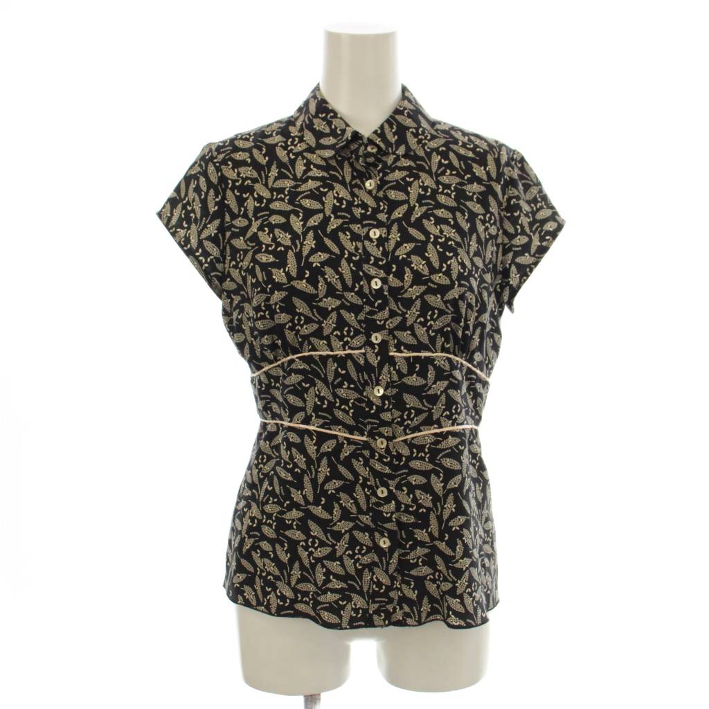 【中古】マックスマーラ ウィークエンドライン MAX MARA WEEKEND LINE シャツ ブラウス 絹 シルク S 黒 総柄 半袖 シャツカラー /JP レディース 【ベクトル 古着】 260223ブランドマックスマーラ ウィークエ...