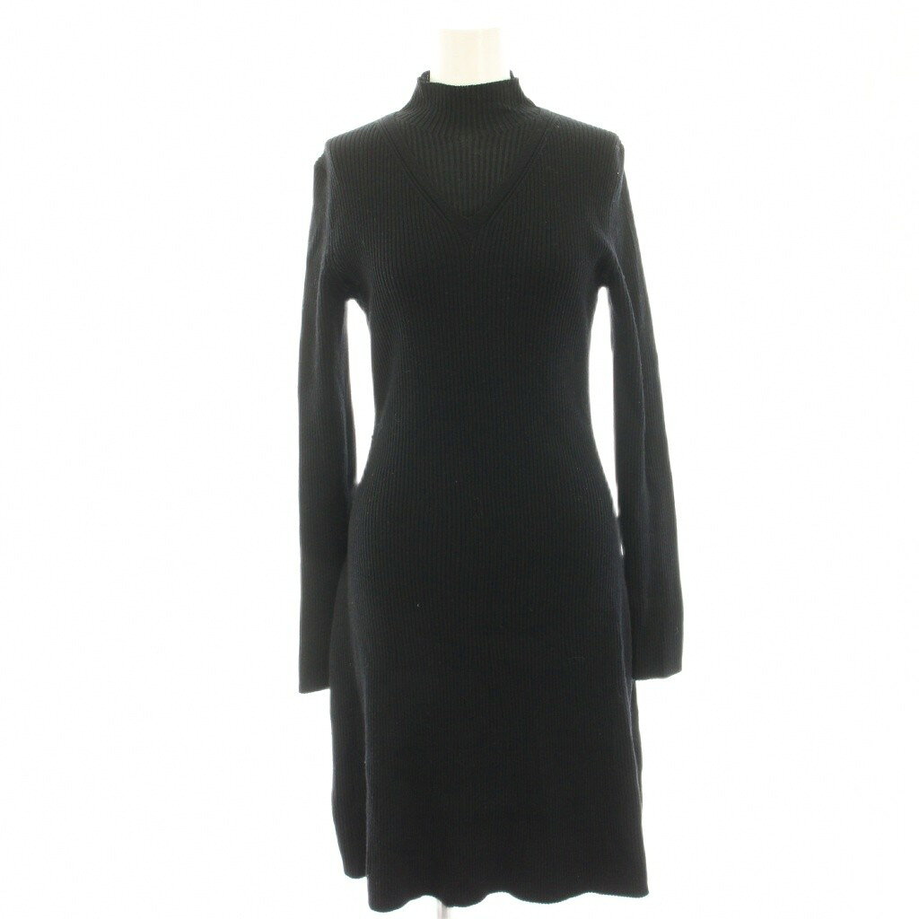 【中古】セオリー Theory 23AW Empire Wool Mock NK DR ニットワンピース 毛 S 黒 ブラック ウール 絹 シルク混 リブ 長袖 ロング ミモレ 01-3405711-050-902 /HN レディース 【ベ...