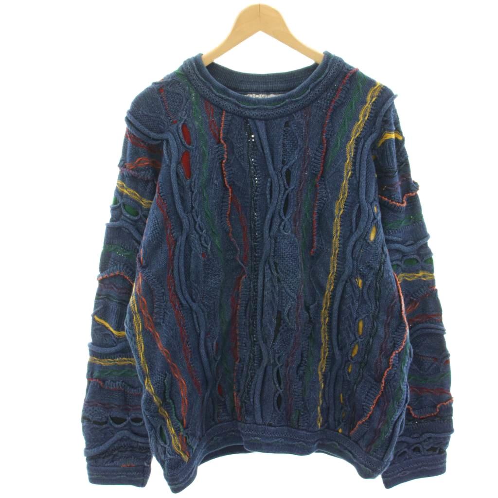 【中古】クージー COOGI 3D ニット セーター M 青 ブルー 長袖 マルチ編み /HN メンズ 【ベクトル 古着】 260312表記サイズM実寸サイズ身幅：65cm　着丈：66cm　ゆき丈：87cm　　素材綿色青 ブルー 状態使用感...