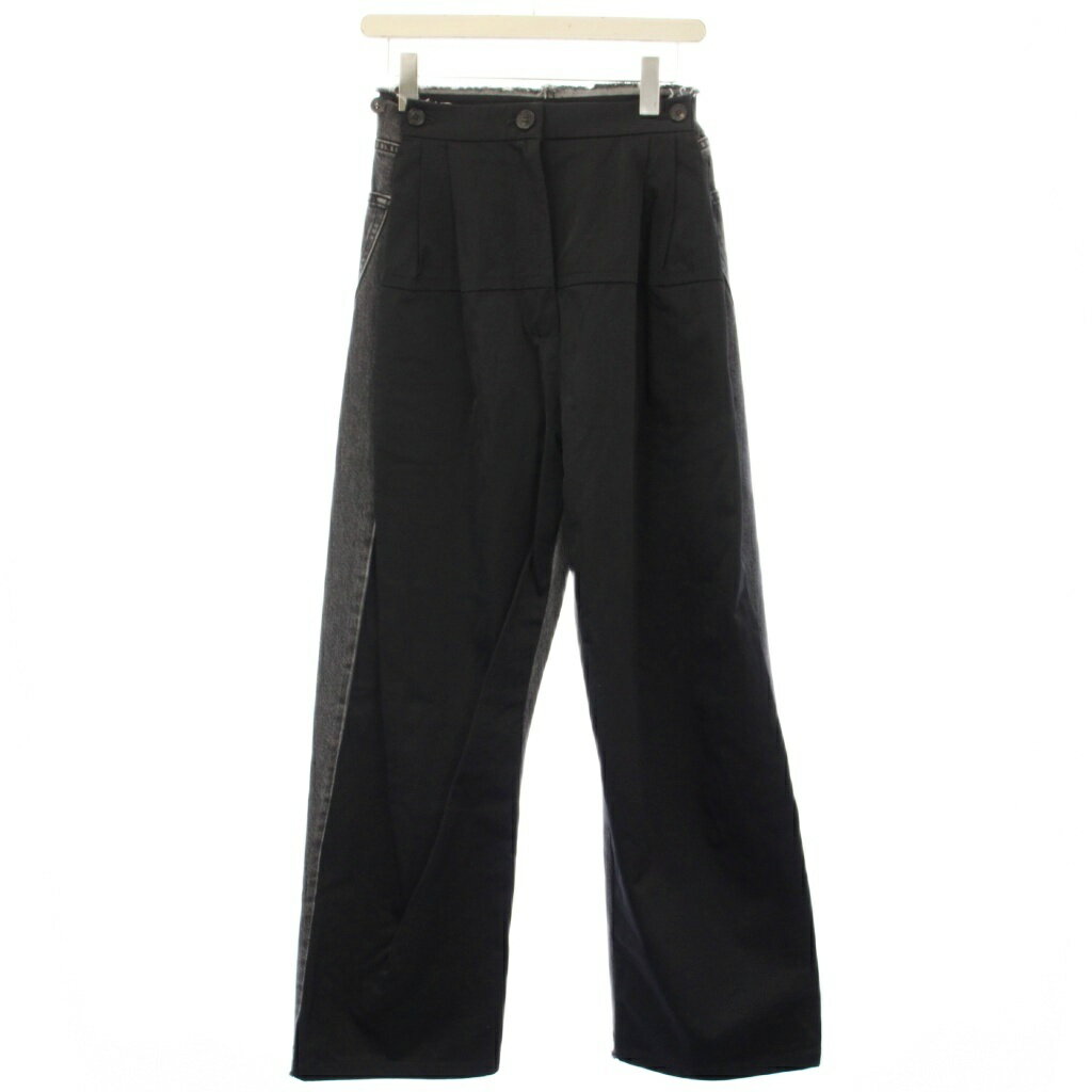 【中古】リトコフスカヤ LITKOVSKA FLEX JEANS デニム ワイドパンツ ジーンズ 切替 32 黒 BLS-55200-B /TK レディース 【ベクトル 古着】 260309表記サイズ32実寸サイズウエスト：66cm　もも幅...