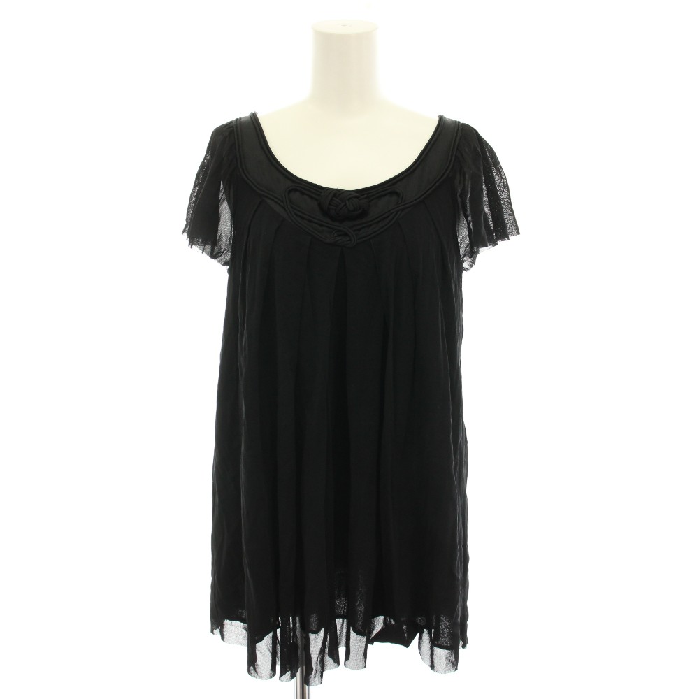 【中古】ヴィヴィアンタム VIVIENNE TAM ブラウス カットソー ラウンドネック 半袖 リボン チュール 絹 シルク 1 黒 ブラック 016-110286 /YT レディース 【ベクトル 古着】 260310ブランドヴィヴィアンタ...